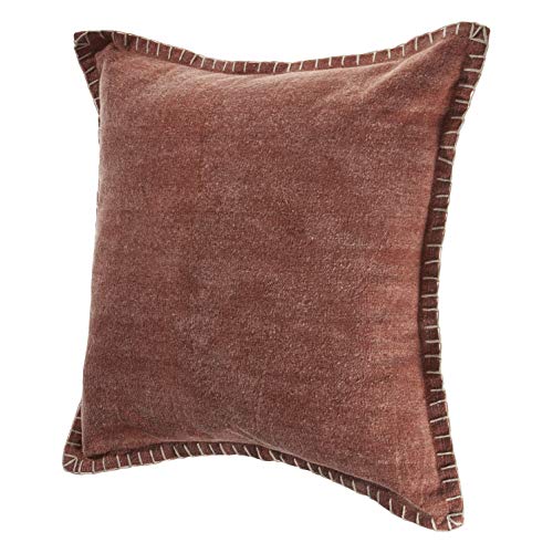 LR Home Clay Throw Pillow with Embroidered Edges Area Rug, 24" x 24"