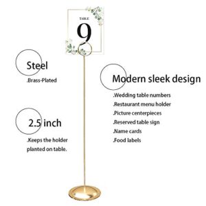 HOHIYA 12 Pcs Table Number Holders 12 Inch Place Card Holder Stands Brass Gold Tall for Photos Food Signs Memo Notes Weddings Restaurants Birthdays Party