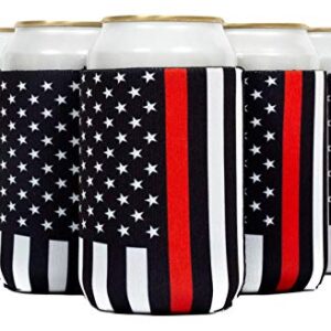 QualityPerfection Beer Can Cooler Sleeve, Neoprene Collapsible Coolie Economy Bulk Insulation with Stitches Perfect 4 Events,Custom DIY Projects - 12 Pack - Pattern (Firefighter)