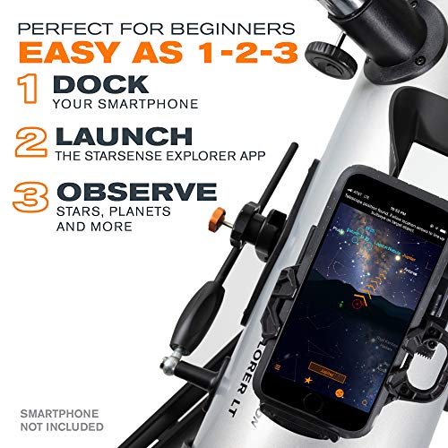 Celestron – StarSense Explorer LT 114AZ Smartphone App-Enabled Telescope – Works with StarSense App to Help You Find Stars, Planets & More – 114mm Newtonian Reflector – iPhone/Android Compatible