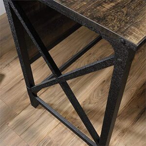 Pemberly Row Home Office L Shape Corner Desk in Rustic Carbon Oak and Black