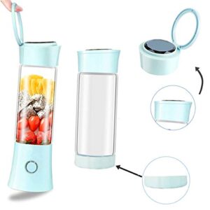 Portable Personal Blender, Household Juicer fruit shake Mixer -Six Blades, BPA Free 480ml Baby cooking machine with USB Charger Cable (blue)