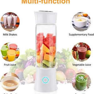 Portable Personal Blender, Household Juicer fruit shake Mixer -Six Blades, BPA Free 480ml Baby cooking machine with USB Charger Cable (blue)