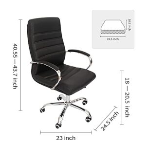 CangLong High Back Wheels Ergonomic Executive Adjustable Waterfall Seat Padded Arms Swivel Computer Office Chairs, Black