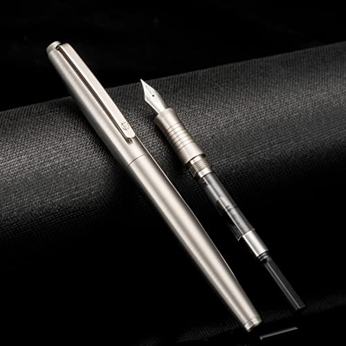 HongDian Stainless Steel Fountain Pen Extra Fine Nib with Converter and Metal Pen Box