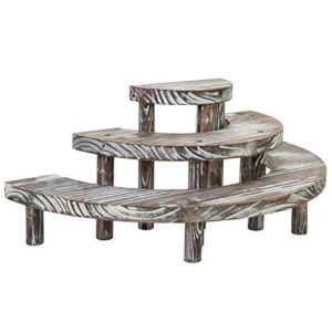 mygift 3 tier rustic torched wood semicircle cupcake stand display risers