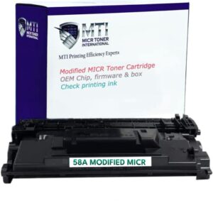 MTI 58A MICR Compatible Replacement for CF258A 258A Modified Toner | Laser Pro Printer M404n M404dn M404dw MFP M428fdw M428fdn M428dw M404 M428 | 58X CF258X Check Printing Ink