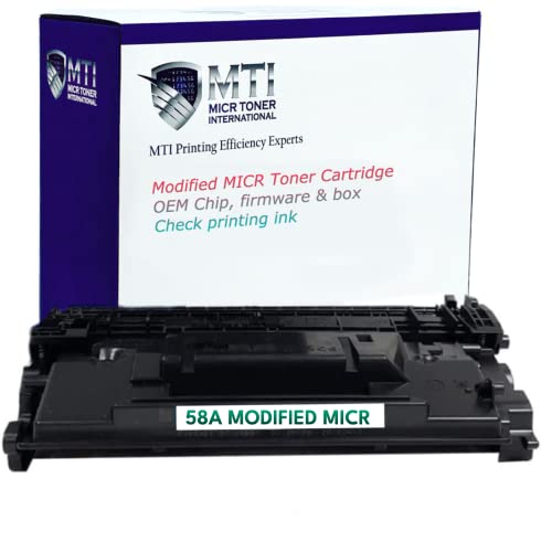 MTI 58A MICR Compatible Replacement for CF258A 258A Modified Toner | Laser Pro Printer M404n M404dn M404dw MFP M428fdw M428fdn M428dw M404 M428 | 58X CF258X Check Printing Ink