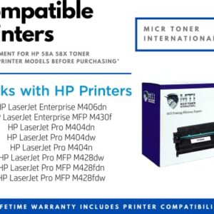 MTI 58A MICR Compatible Replacement for CF258A 258A Modified Toner | Laser Pro Printer M404n M404dn M404dw MFP M428fdw M428fdn M428dw M404 M428 | 58X CF258X Check Printing Ink