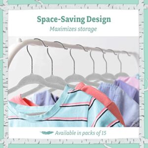 Baby Nest Designs Kids Plastic Velvet Hangers, Children Non-Slip Hangers Dividers for Nursery Closet Organizer - 15 Pack