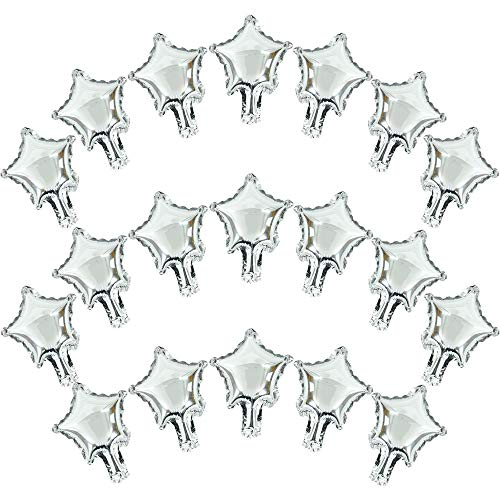 100 Pcs 5'' Silver Star Shaped Balloons Foil Balloons Mylar Balloons for Baby Shower, Gender Reveal, Wedding, Birthday or Engagement Party Decoration (Silver)