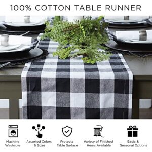 DII Buffalo Check Collection, Classic Farmhouse Table Runner, 14x72, Light Blue & White