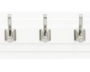 Hickory Hardware Catania Collection Coat Rack/Hook Rail 3 Coat and Hat Hooks 12 Inch Long White with Satin Nickel Finish