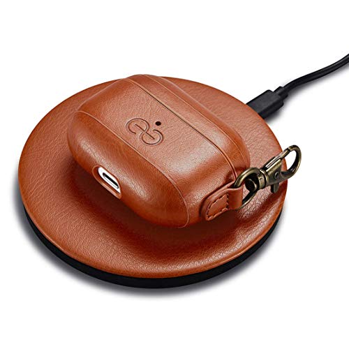 Dreem Om Vegan Leather AirPods Pro Case Cover with Keychain Clip for Women and Men/Apple 1st Generation, One Piece Hard Shell, Protective, Luxury, Funda para Airpods - Caramel