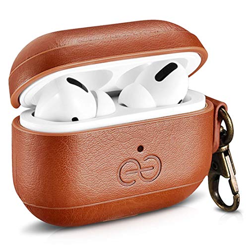 Dreem Om Vegan Leather AirPods Pro Case Cover with Keychain Clip for Women and Men/Apple 1st Generation, One Piece Hard Shell, Protective, Luxury, Funda para Airpods - Caramel