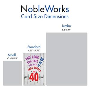 NobleWorks - 40th Birthday Card with Envelope - Funny Stationery Notecard for Birthdays, 40 Year Old Greeting - Age Equation 40 C7196MBG