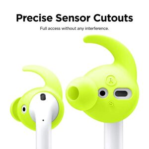 elago Earbuds Hook Cover Compatible with Apple AirPods 2 & 1 or EarPods Ergonomic Design, Durable Construction, Full Access [4 Pairs: 2 Large + 2 Small] (Neon Yellow)