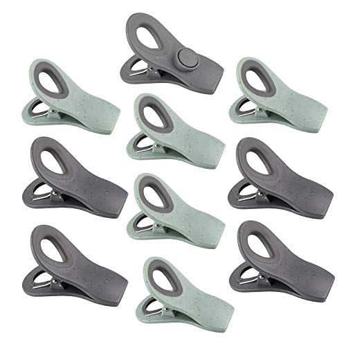 COOK With COLOR Set of Ten Chip Bag Clips with Magnet, Rubber Bag Clip with Airtight Seal, Kitchen Storage Clips for Organizing and Sealing Needs (Speckled Gray & Teal)