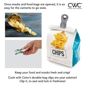 COOK With COLOR Set of Ten Chip Bag Clips with Magnet, Rubber Bag Clip with Airtight Seal, Kitchen Storage Clips for Organizing and Sealing Needs (Speckled Gray & Teal)