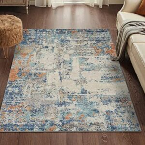 LUXE WEAVERS Abstract Blue Multi Colored 8 x 10 Modern Area Rug