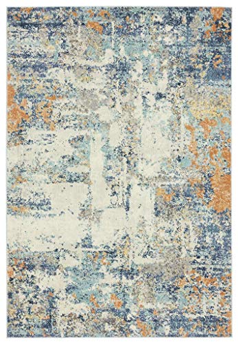 LUXE WEAVERS Abstract Blue Multi Colored 8 x 10 Modern Area Rug