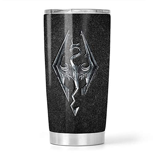 Skyrim Logo Iron Embossed In Granite Stainless Steel Tumbler 20oz Travel Mug