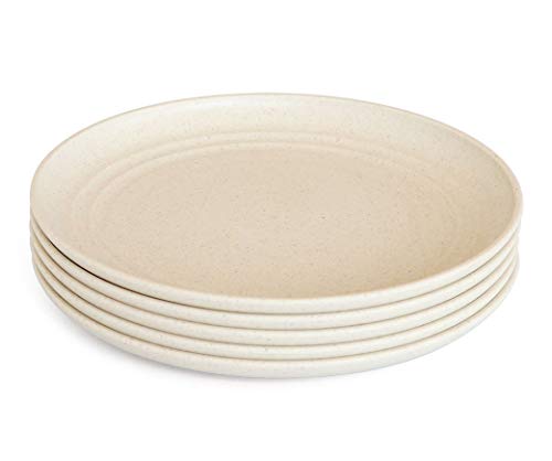 JUCOXO Small Plate Wheat Straw Plates - 5 Pack 5.9" Unbreakable Microwave Safe Plates, Reusable Plastic Plates for Snack Appetizer