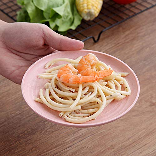 JUCOXO Small Plate Wheat Straw Plates - 5 Pack 5.9" Unbreakable Microwave Safe Plates, Reusable Plastic Plates for Snack Appetizer