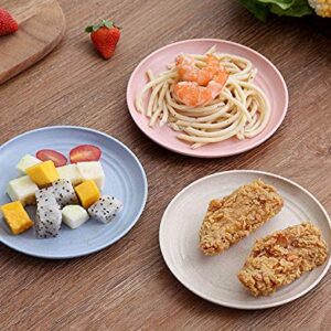 JUCOXO Small Plate Wheat Straw Plates - 5 Pack 5.9" Unbreakable Microwave Safe Plates, Reusable Plastic Plates for Snack Appetizer