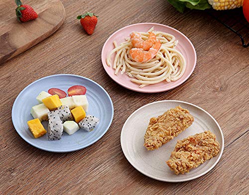 JUCOXO Small Plate Wheat Straw Plates - 5 Pack 5.9" Unbreakable Microwave Safe Plates, Reusable Plastic Plates for Snack Appetizer