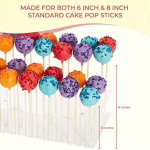 Cal's Cake Pops Premium 24 Hole (2 Dozen) Large Cake Pop Display Stand | Wider Spacing & Holes | Extra Support for 6'' OR 8'' Cake Pop Sticks, Clear