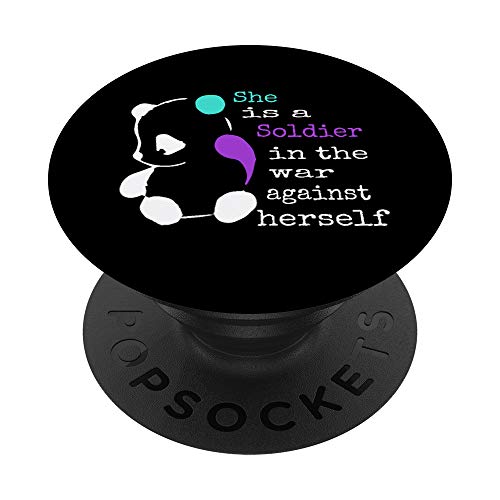 She is a Soldier Semicolon Gift Suicide Prevention Awareness PopSockets PopGrip: Swappable Grip for Phones & Tablets