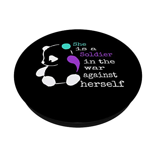 She is a Soldier Semicolon Gift Suicide Prevention Awareness PopSockets PopGrip: Swappable Grip for Phones & Tablets