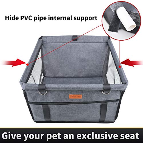 SWIHELP Dog Car Seat Puppy Portable Pet Booster Car Seat with Clip-On Safety Leash and PVC Fram, Anti-Collapse,Perfect for Small Pets