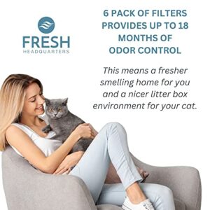 6-Piece Litter Box Filters for Hooded Cat Litter Box – Activated Charcoal Filters Eliminate up to 99% of Litter Box Odors – 6 Inch x 6.5 Inch Trimmable Pads