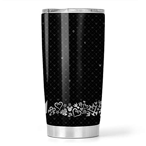 Kingdom Hearts Black Pattern Stainless Steel Tumbler 20oz Travel Mug