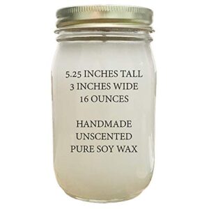 2 Pack Unscented Mason Jar Candle Large Soy Wax