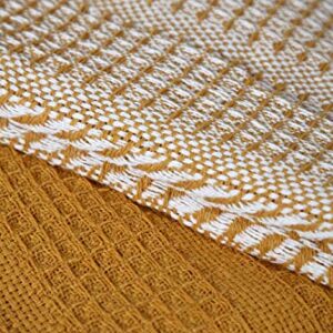 Excel Hometex 100% Cotton Throw Blanket Handloom Batik (50 x 60 Inch Set of 2)- Luxurious Cotton Throw Blanket-Indoor - Outdoor Throw Blanket (Gold, 50" x 60")