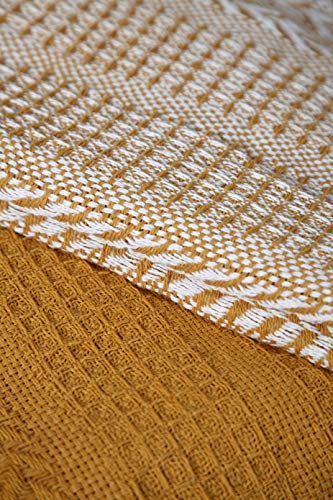 Excel Hometex 100% Cotton Throw Blanket Handloom Batik (50 x 60 Inch Set of 2)- Luxurious Cotton Throw Blanket-Indoor - Outdoor Throw Blanket (Gold, 50" x 60")