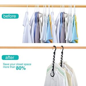 HOUSE DAY Sturdy Plastic Space Saving Hangers 12 Pack, Cascading Hangers Organizer Closet Space Saver 80% and Wrinkle Free Clothes, Multi Collapsible Hangers for Heavy Clothes, Shirts, Pants (Black)