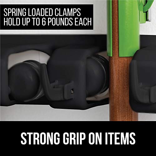 Gorilla Grip Mop and Broom Holder, Easy Install Wall Mount Storage Rack, Organize Cleaning Supplies, Garden Tools, Organizer for Home Kitchen, Garage Closet, Pantry Laundry Room, 5 Slot 6 Hooks, Black