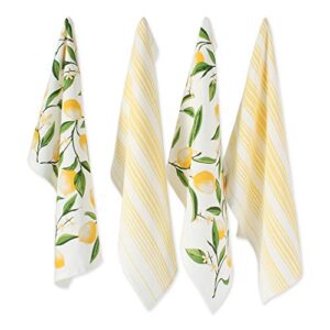 dii lemon bliss kitchen collection, dishtowel set, 4 count