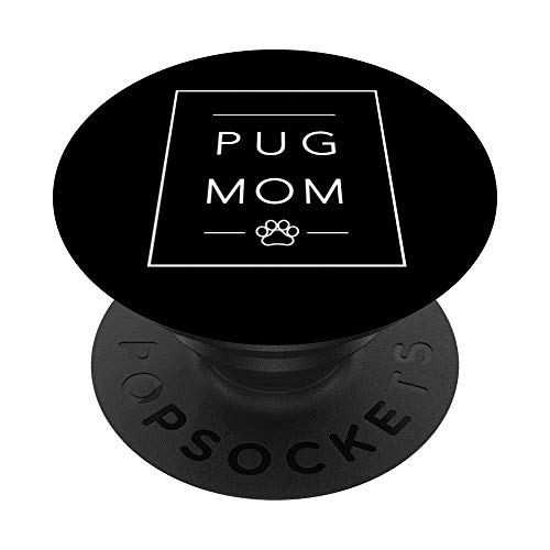 Cute Pug Lover Dog Mom Gift, Minimalist Pug Dog Mom PopSockets Swappable PopGrip