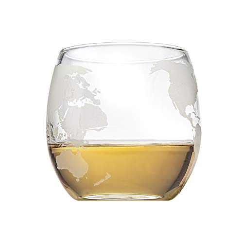 Godinger Whiskey Decanter Airplane Globe Set with 2 World Whiskey Glasses - for Liquor Scotch Bourbon Vodka