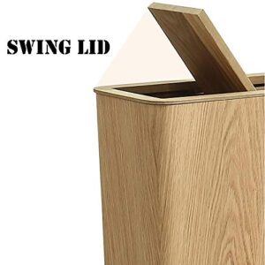 ZZFF Wood Trash Can Wastebasket,Household Bathroom Living Room Rectangular Trash Bin,Narrow Space Garbage Can with Swing Lid D 26.5x13x30cm(10x5x12inch)