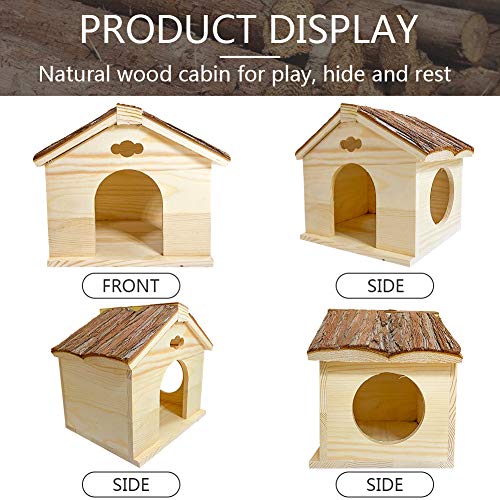 Hamiledyi Hamster Wooden House, Natural Handcrafted Small Animal Hideout Hut Chew Cage Toy for Guinea Pig Chinchilla Rat Mouse Gerbil Hedgehog