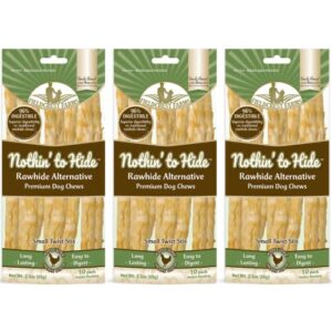 fieldcrest farms nothing to hide natural rawhide alternative twist stix for dogs - 3 pack (30 sticks) premium grade easily digestible chews - great for dental health (chicken, small stix)