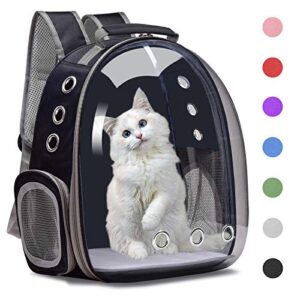 henkelion cat backpack carrier bubble carrying bag, small dog backpack carrier for small medium dogs cats, space capsule pet carrier dog hiking backpack, airline approved travel carrier - black