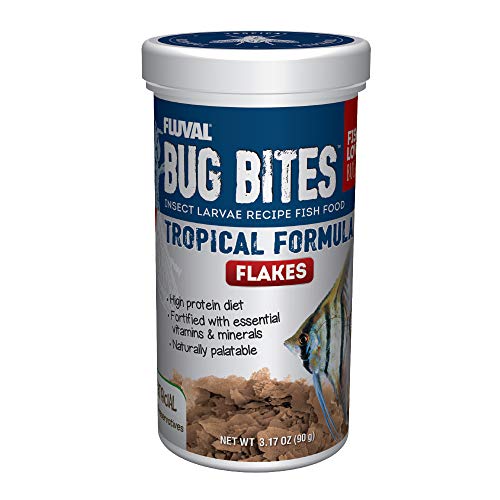 Fluval Bug Bites Tropical Fish Food, Flakes for Small to Medium Sized Fish, 3.17 oz, A7332, Brown