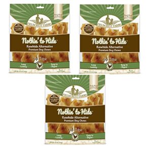 fieldcrest farms nothin to hide flip chips dog chews - all natural rawhide alternative treats for dogs, chicken, beef or peanut butter flavor snack for all breed dogs - 3 pack (chicken)